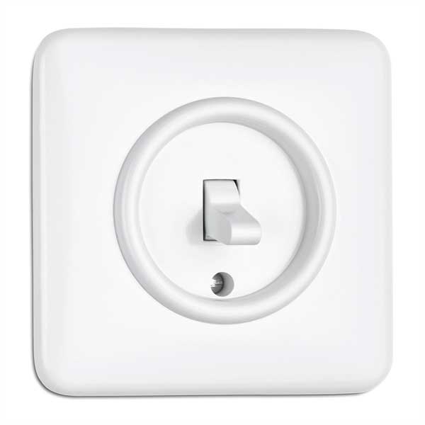 Square toggle two-way switch in white Duroplast - classic – Sekelskifte