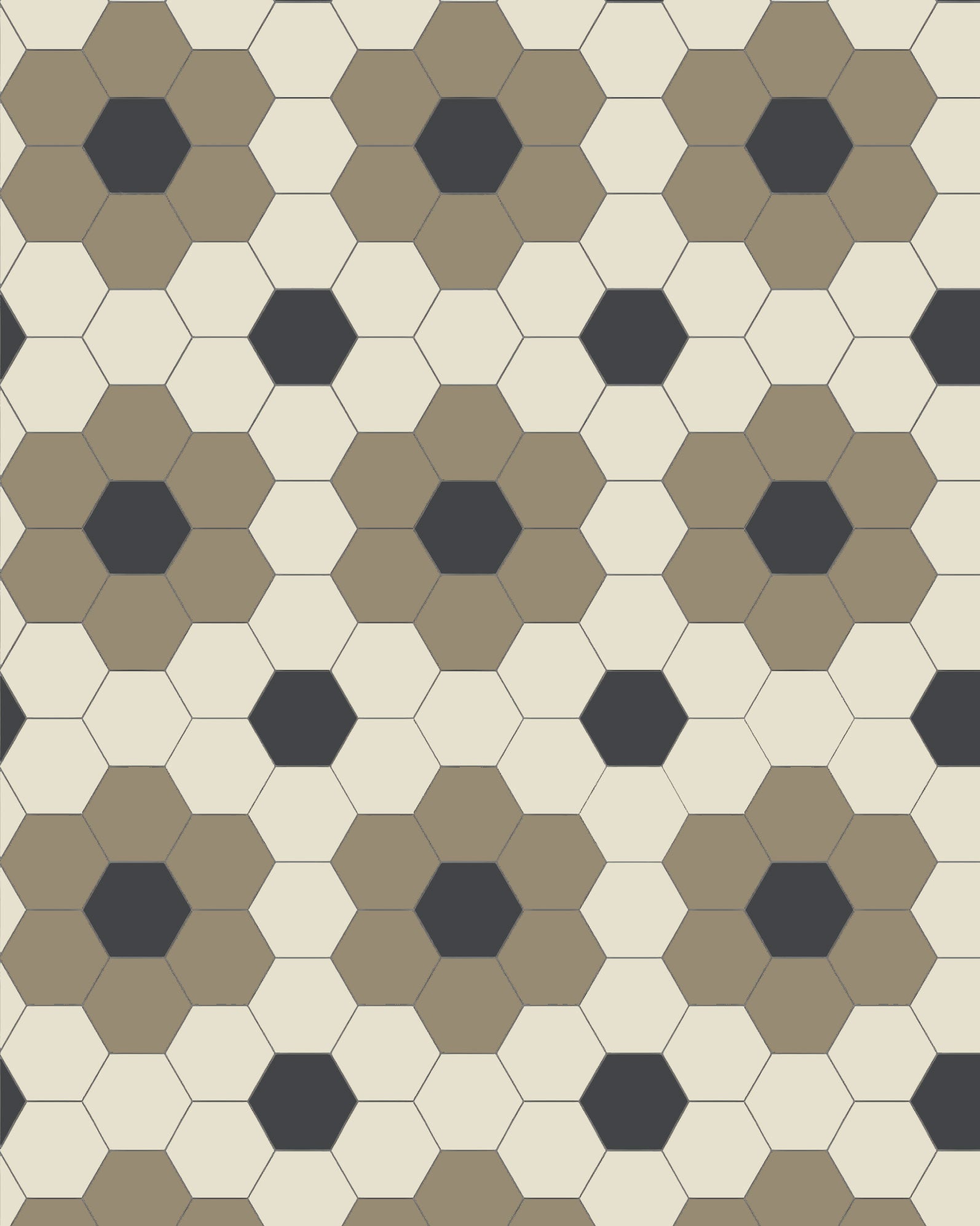 Tile – Darlington Floral Pattern Hexagon 10x10 cm Mole/Cream/Black ...