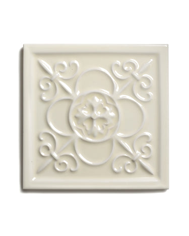 Kakel York - Dekorplatta relief 14,8 x 14,8 cm mandel - Sekelskifte