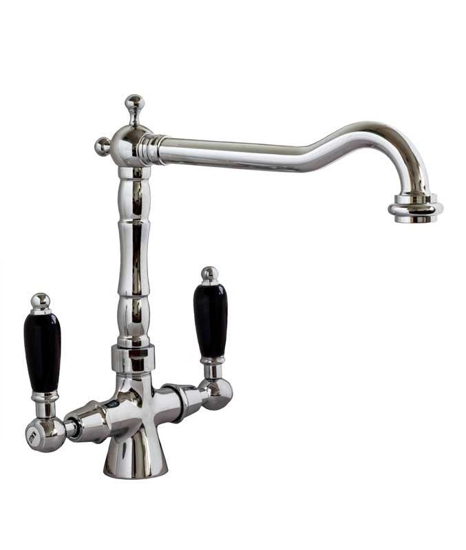 Chelsea - Old-style kitchen mixer in chrome & black – Sekelskifte
