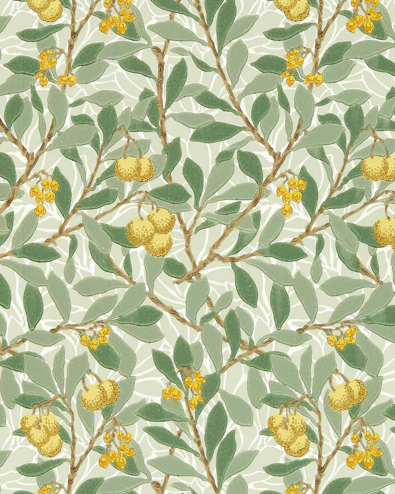 William Morris & Co. - Classic Wallpaper - Arbutus Sage/Lemon – Sekelskifte