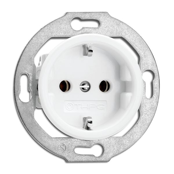Round single electrical outlet in porcelain - Classic Style – Sekelskifte