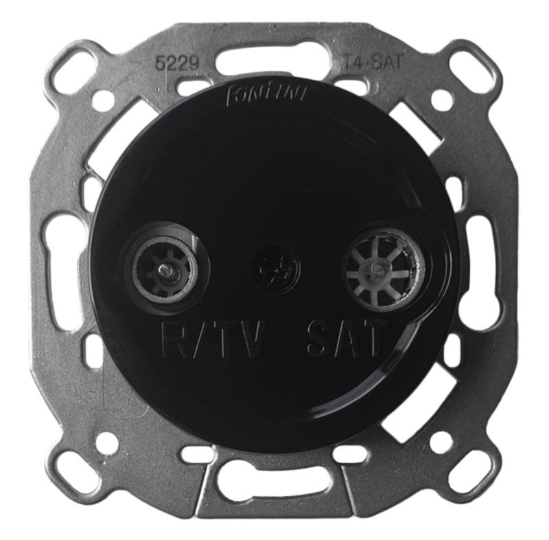 Black TV/SAT socket insert - Fontini - Classic style – Sekelskifte