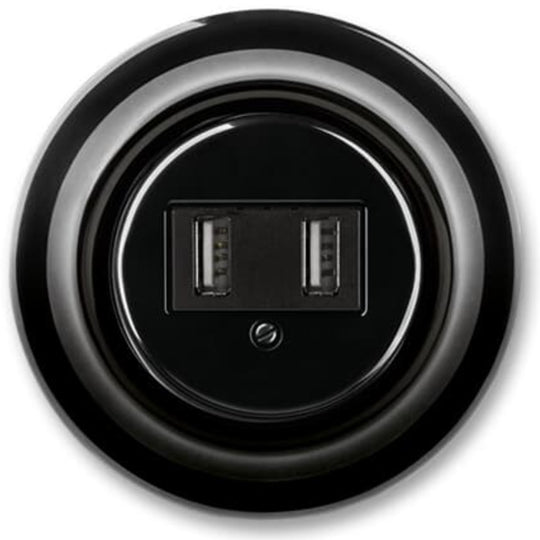 Double USB Outlet in Black Porcelain - ABB Decento – Sekelskifte