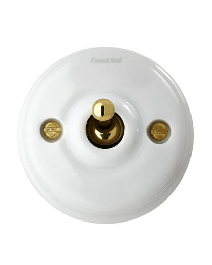 Fontini toggle switch porcelain/brass - surface mounted - Old style ...