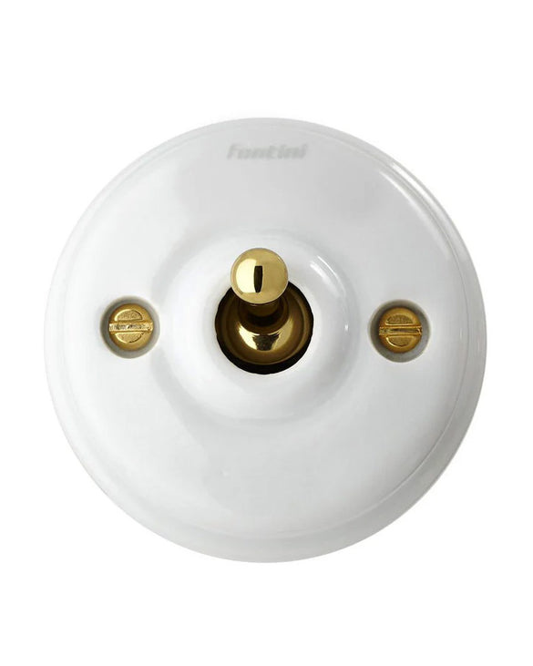 Fontini toggle switch porcelain/brass - surface mounted - Old style ...
