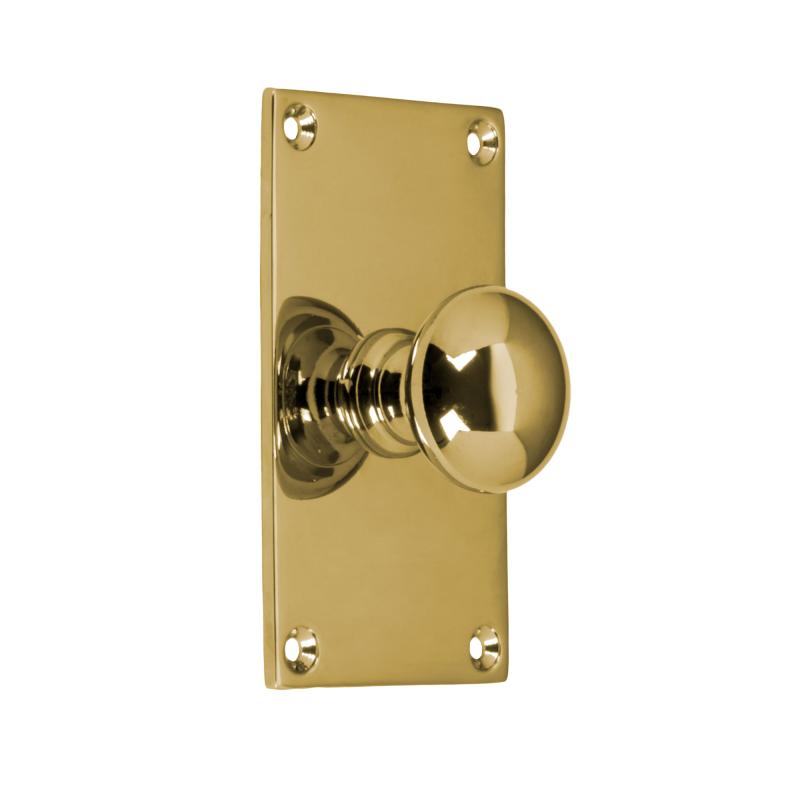 Knob Sekelskifte with Base Plate in Untreated Brass - 40 x 70 mm (1.57 ...